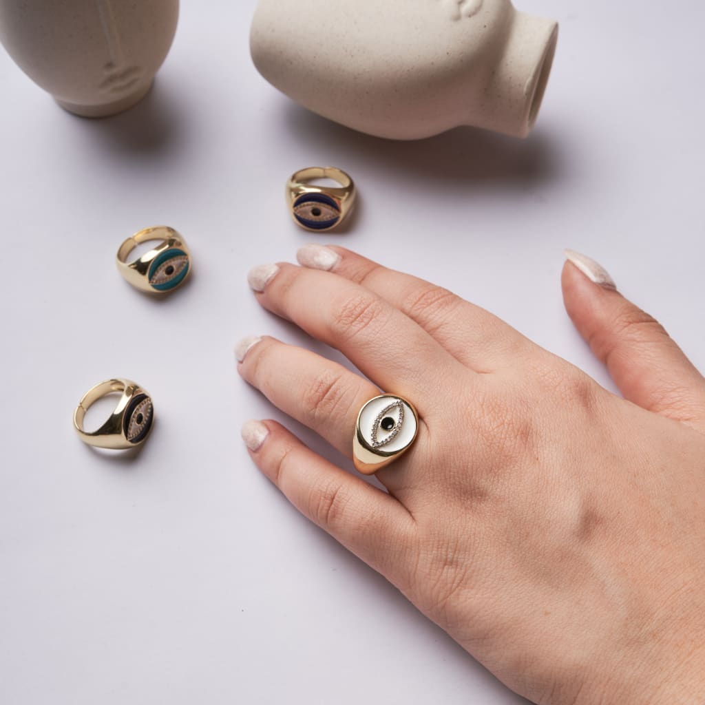 Round Evil Eye Ring Mozaati